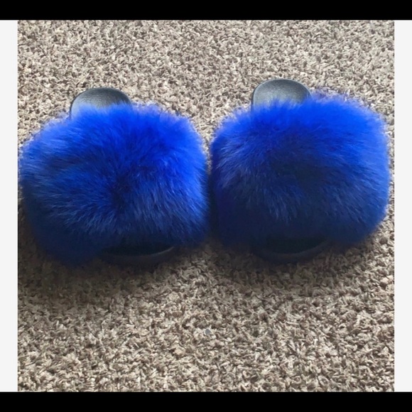 fox furr slides | Shoes | Royal Blue Furr Slides | Poshmark